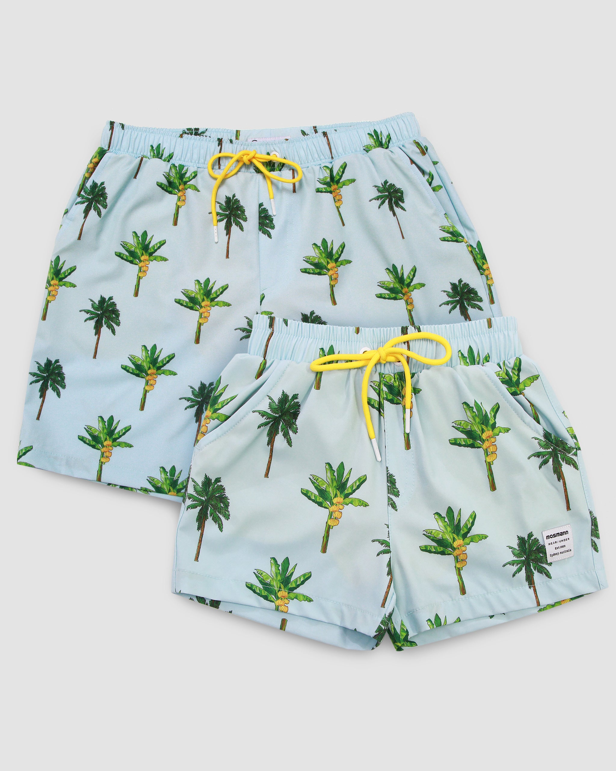 Father and Son Matching swim shorts - La Banana (Light Blue)