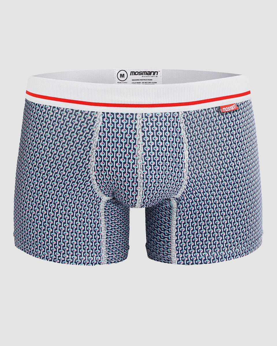 MENS BAMBOO TRUNK - BLUE GEO – Mosmann Australia