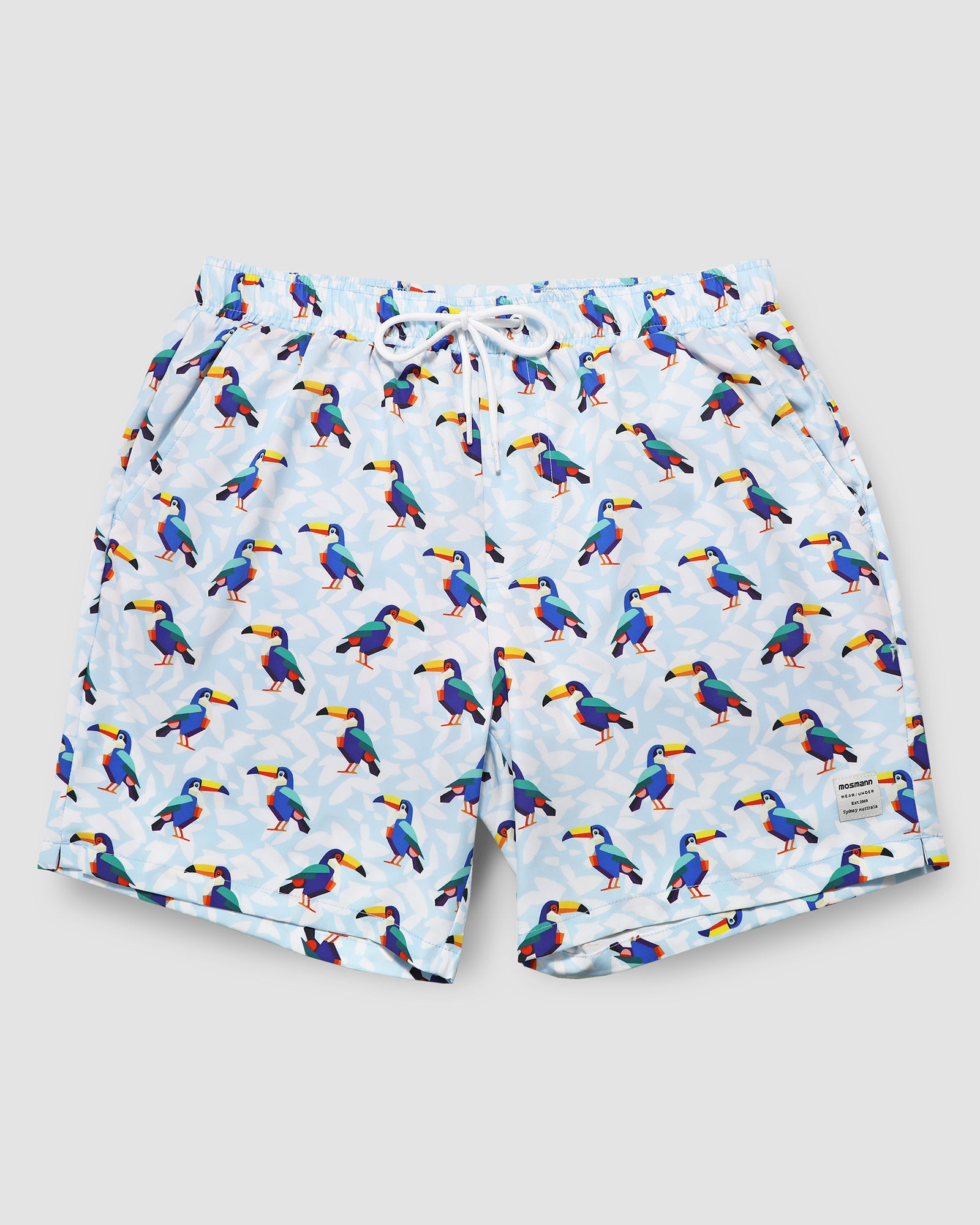 Toucan Men's Swim Shorts Light Blue – 4-Way Stretch Quick Dry Comfort